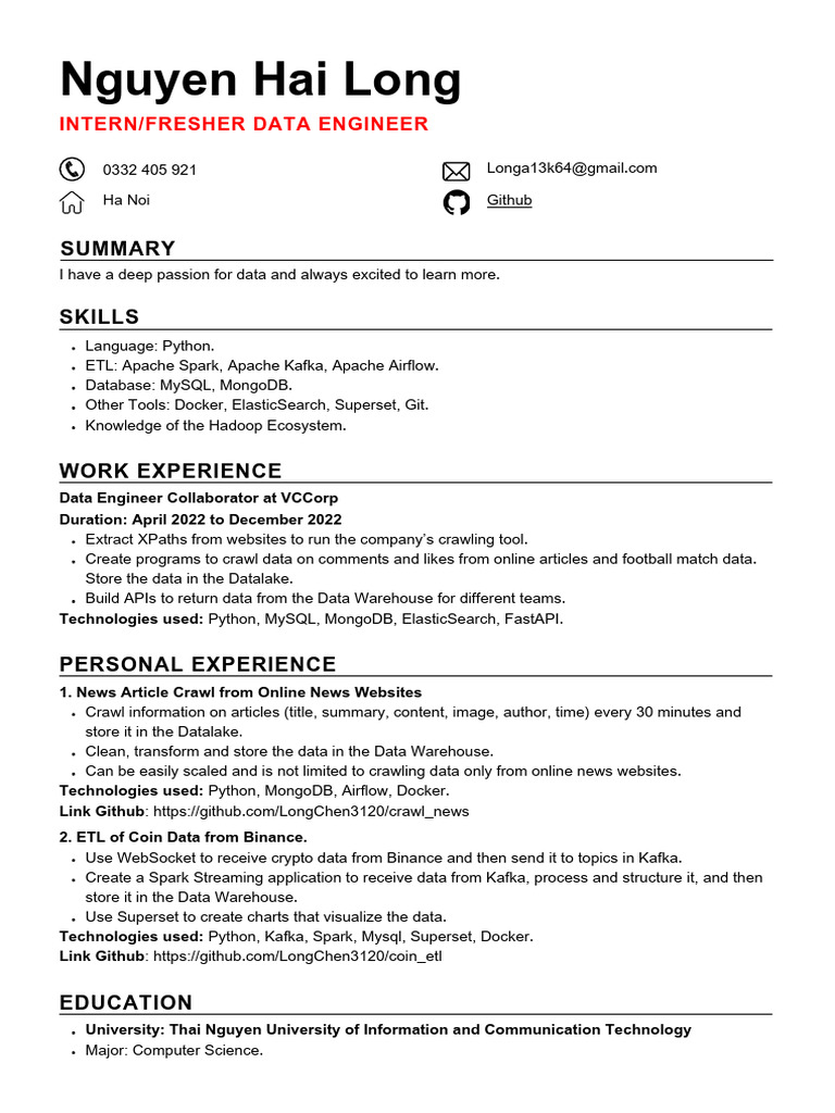 Aspiring Data Engineer Profile | PDF