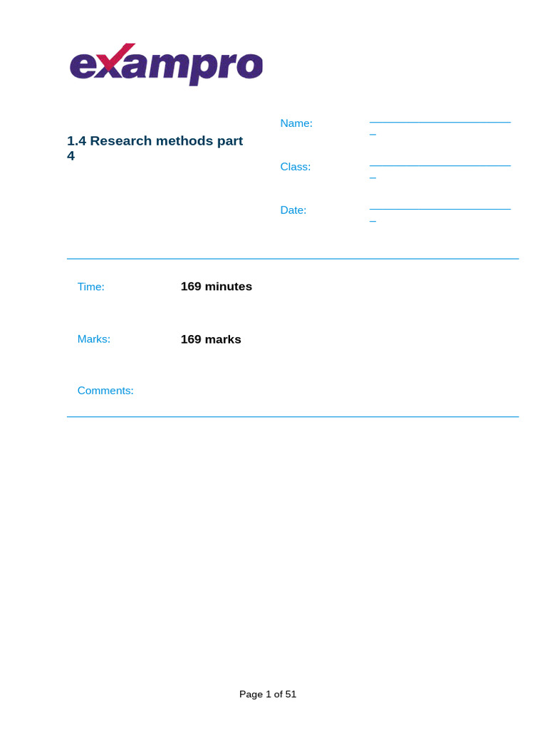 1.4 - Research Methods (Part 4) | PDF | Experiment | Sampling (Statistics)
