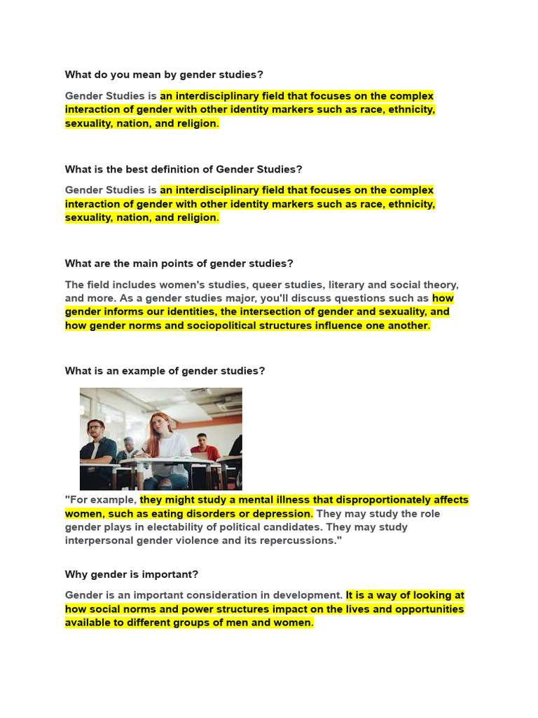 Gender Studies Pdf Gender Gender Studies