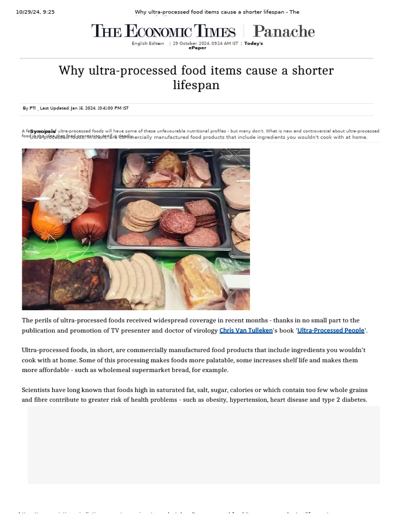 Why Ultra-Processed Food Items Cause A Shorter Lifespan - The Economic ...