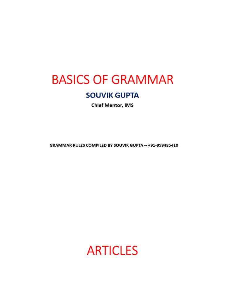 Basics of Grammar | PDF | Verb | Noun