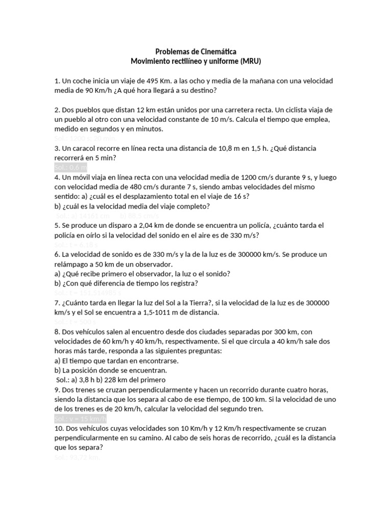 Problemas de Cinemática | PDF