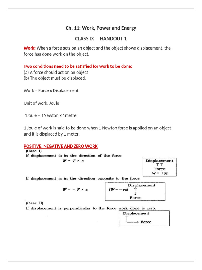 Work and Energy Handout 1 | PDF