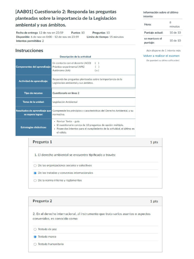 (AAB01) Cuestionario 2 Responda Las Preguntas Planteadas Sobre La Importancia de La Legislación ...