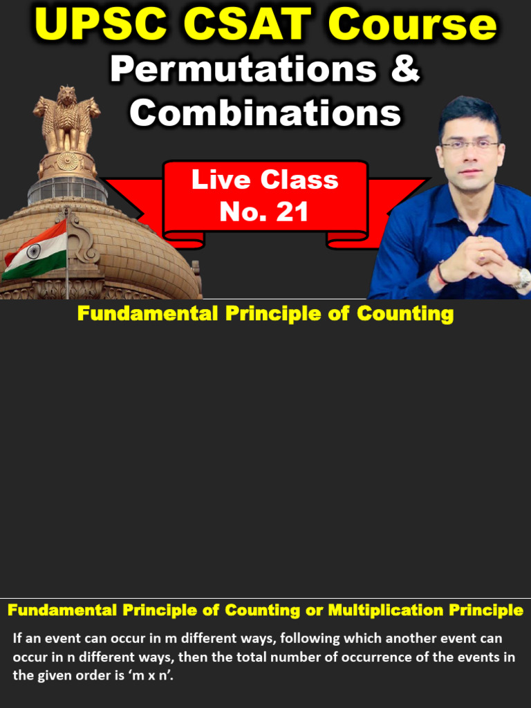 041 UPSC CSAT PYQs Live Class 21 Maths Permutations & Combi | PDF | Permutation | Linguistics
