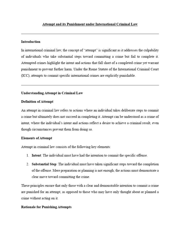 Attempt and Its Punishment Under International Criminal Law | PDF ...