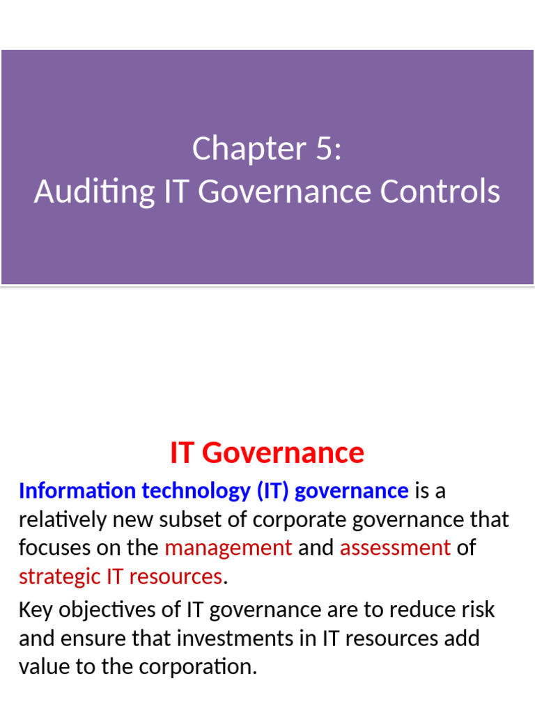 Chapter 5 Auditing IT Governance Controls | PDF | Backup | Databases
