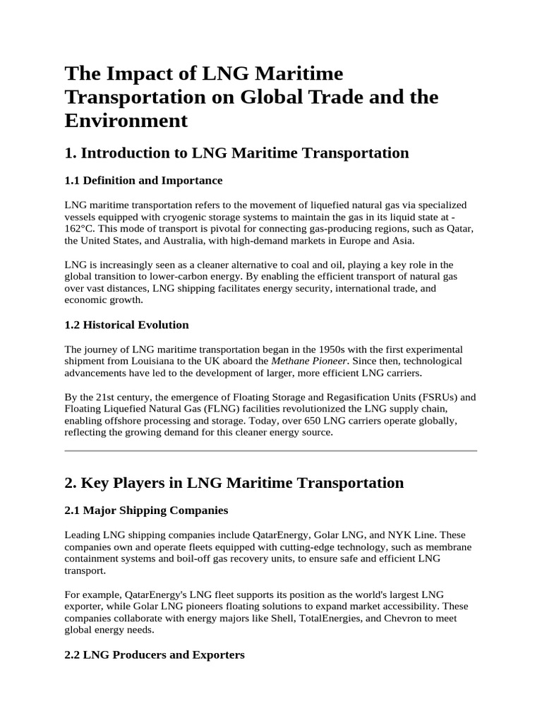 LNG Maritime Transport: Trade & Environment | PDF | Liquefied Natural ...
