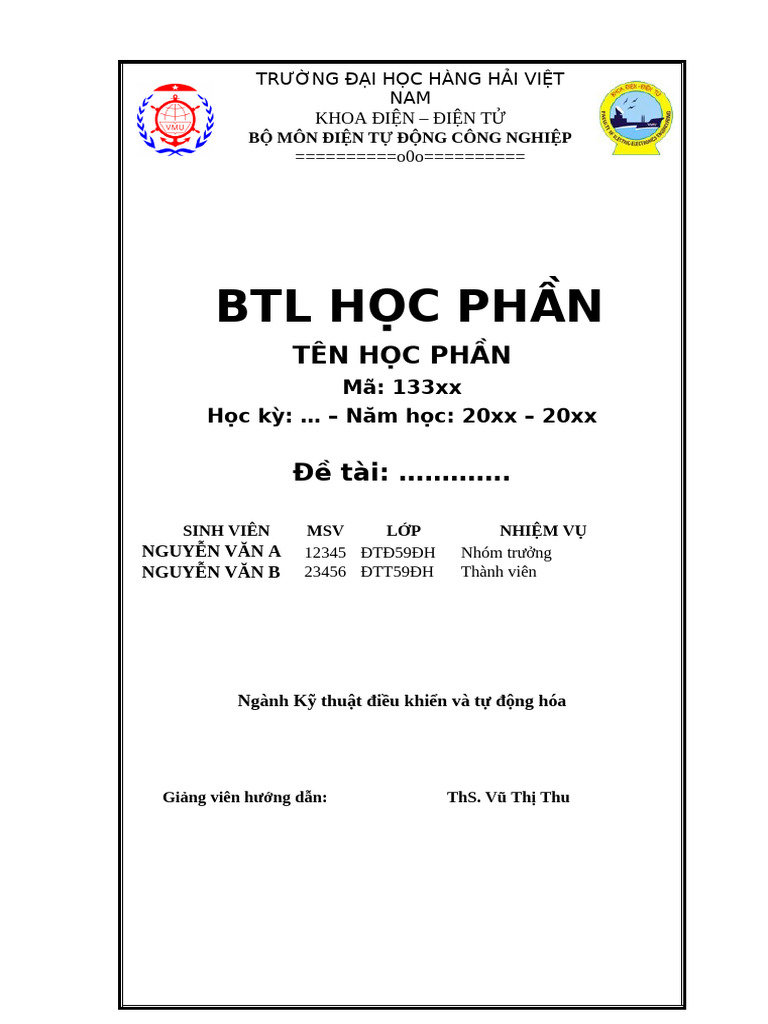 Mẫu Đồ án HP - BTL HP - 2024 - version 0 | PDF