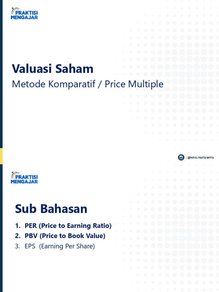 Valuasi Saham - Metode Komparatif (Price Multiple) | PDF | Bisnis
