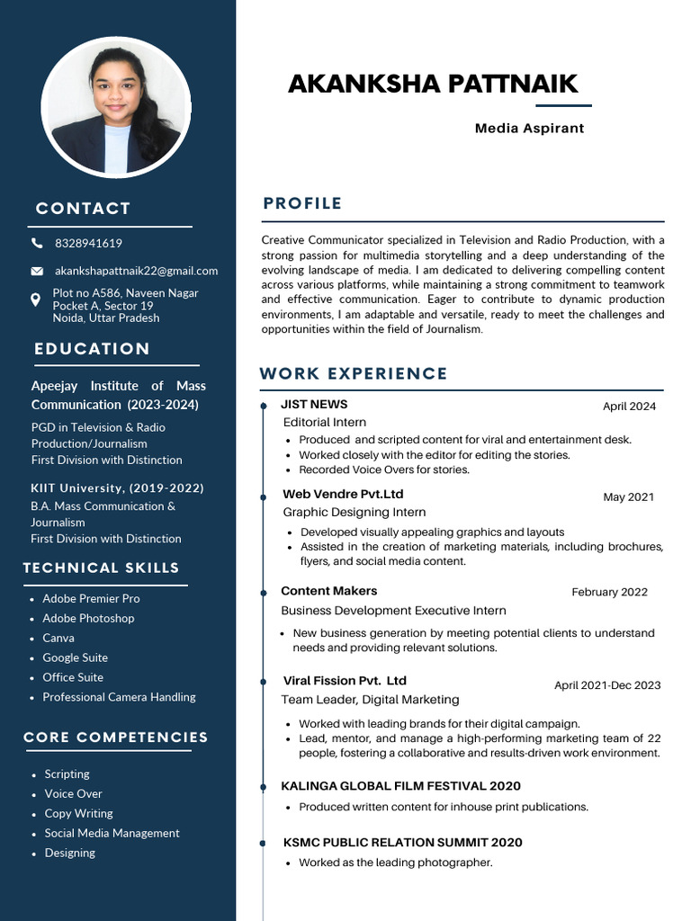 Akanksha Pattnaik CV | PDF | Human Communication | Mass Media