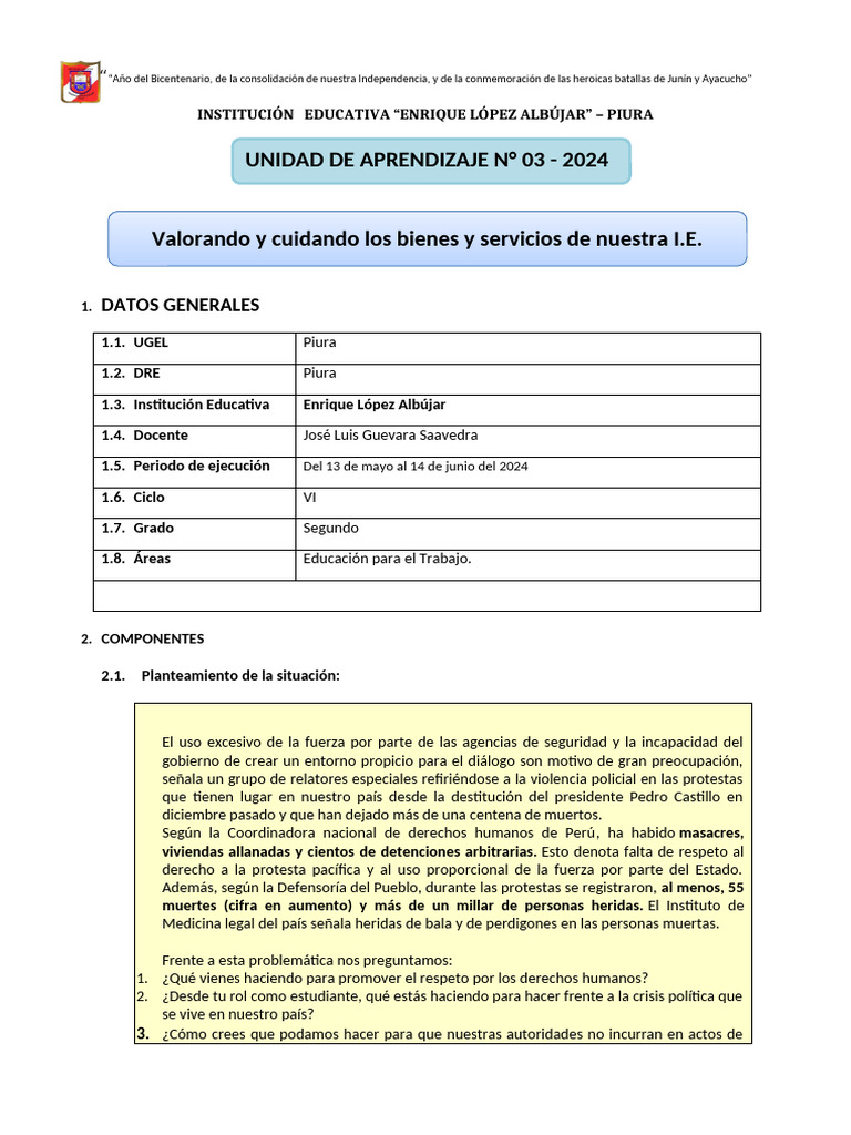 Unidad N°03 Ept Segundo | PDF | Iniciativa empresarial | Aprendizaje