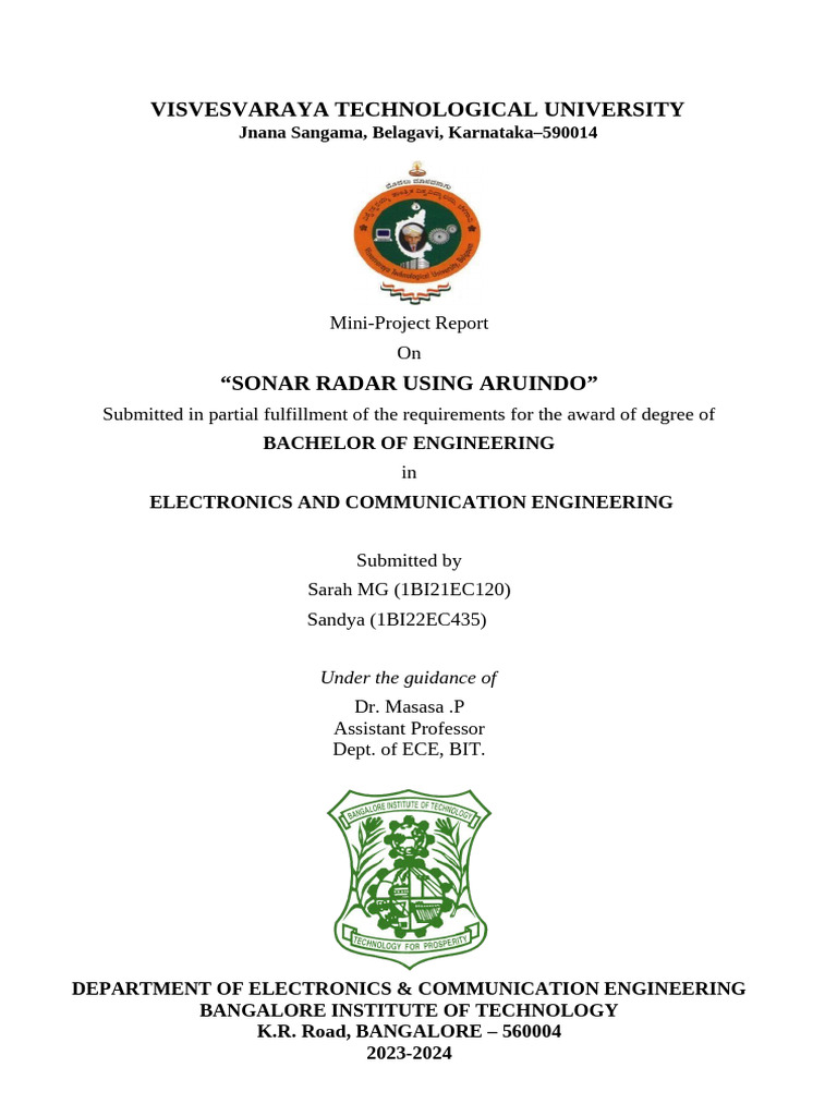 Visvesvaraya Technological University: Mini-Project Report On | PDF ...
