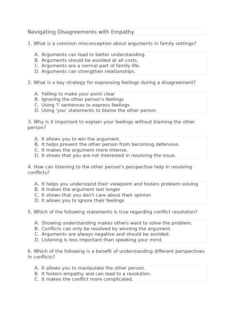 Navigating Disagreements With Empathy | PDF | Argument | Conflict ...