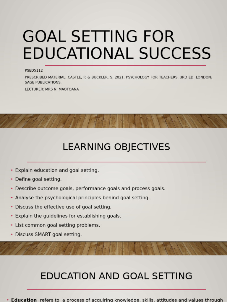 GOAL SETTING FOR EDUCATIONAL SUCCESS (Autosaved) | PDF | Goal Setting ...