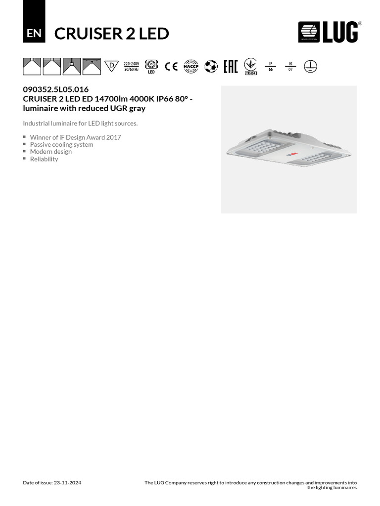 Lug Cruiser 2 Led 0903525L05016 en 71775 | PDF | Power Supply | Lighting