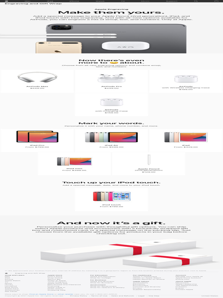 Engraving and Gift Wrap - Apple | PDF | Apple Inc. | I Pod Touch