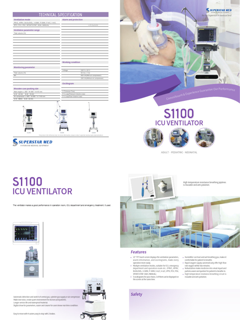 S1100 ICU Ventilator Brochure | PDF | Respiration | Respiratory System