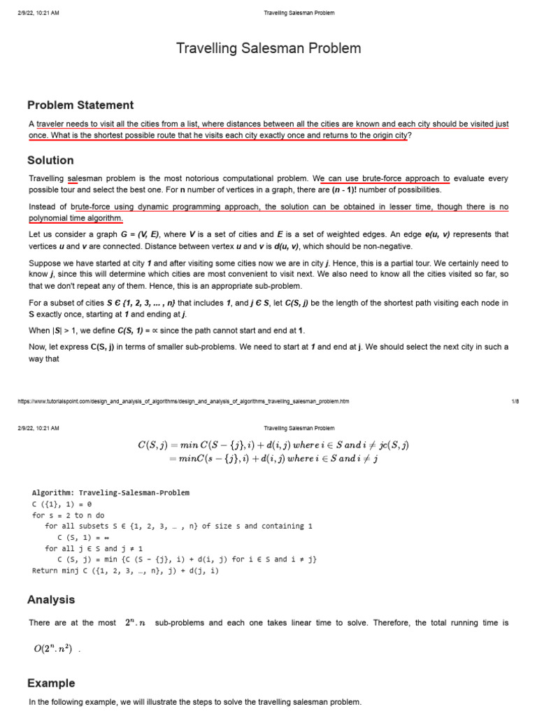 Travelling Salesman Problem | PDF | Vertex (Graph Theory) | Algorithms And Data Structures