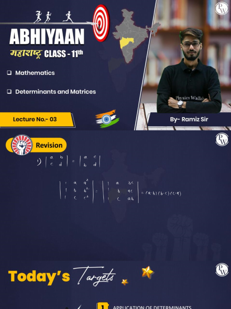Lec PPT 03 Determinants and Matrices Maths Abhiyaan Maharashtra | PDF