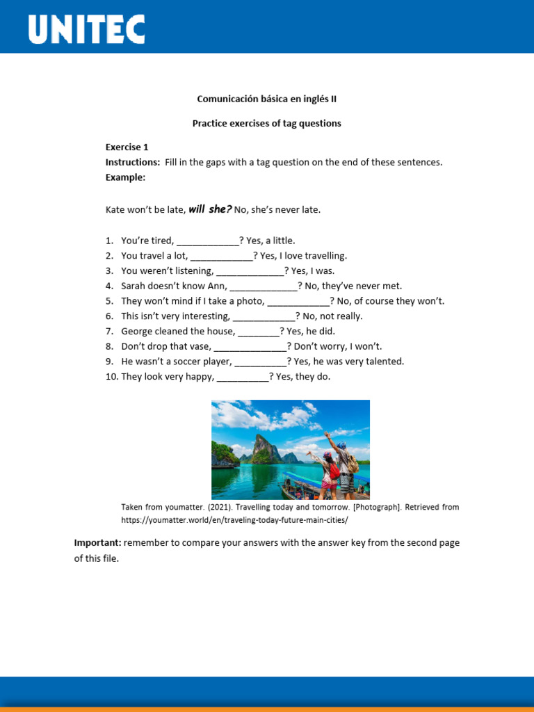 Tag Questions Practice Exercises | PDF | Home & Garden