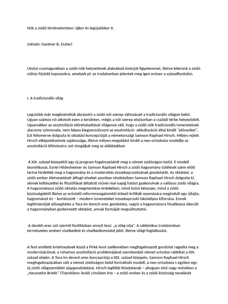 Női Szerep A Zsidóságban 4 | PDF