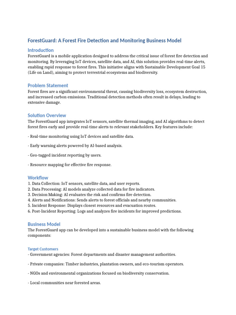 ForestGuard: Smart Fire Detection App | PDF | Internet Of Things | Wildfire