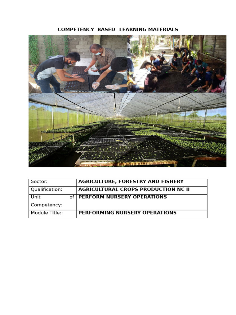 Cblm-Performing-Nursery-Operations - LO2 Final | PDF | Hazards | Plant Nursery