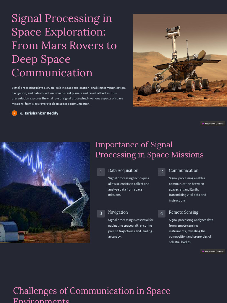 Signal Processing in Space Exploration From Mars Rovers To Deep Space ...