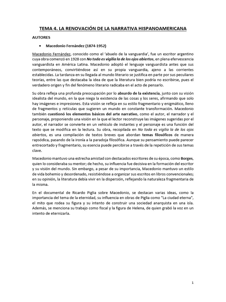 Tema 4 | PDF | Novelas | Vanguardia