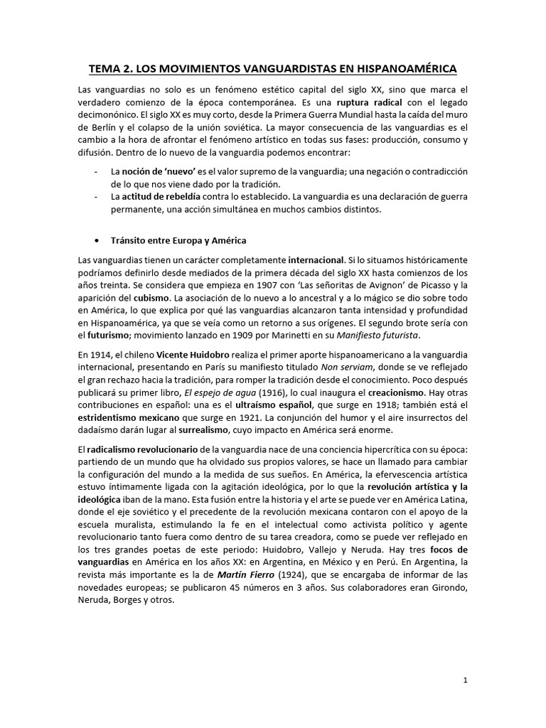 Tema 2 | PDF | Vanguardia | Poesía