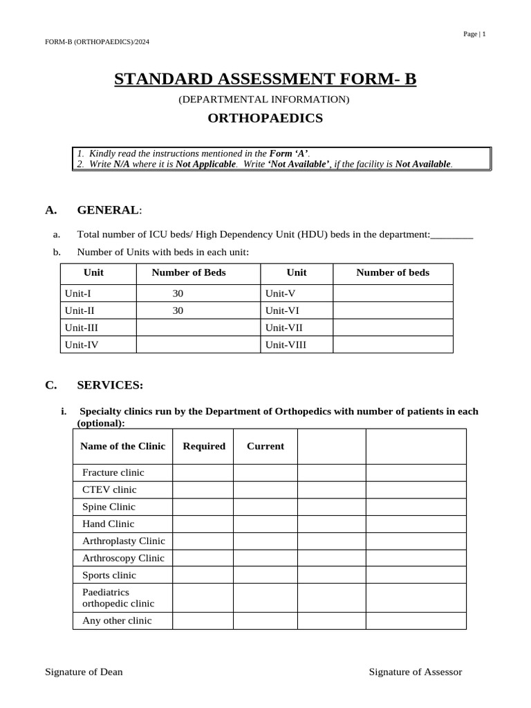 Form-B (Orthopaedics) | PDF | Orthopedic Surgery | Musculoskeletal System