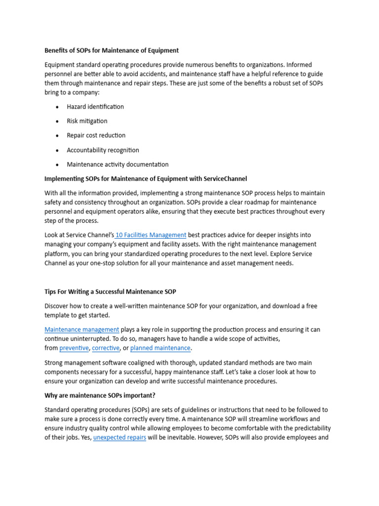 Benefit of SOP Maintenance | PDF | Business