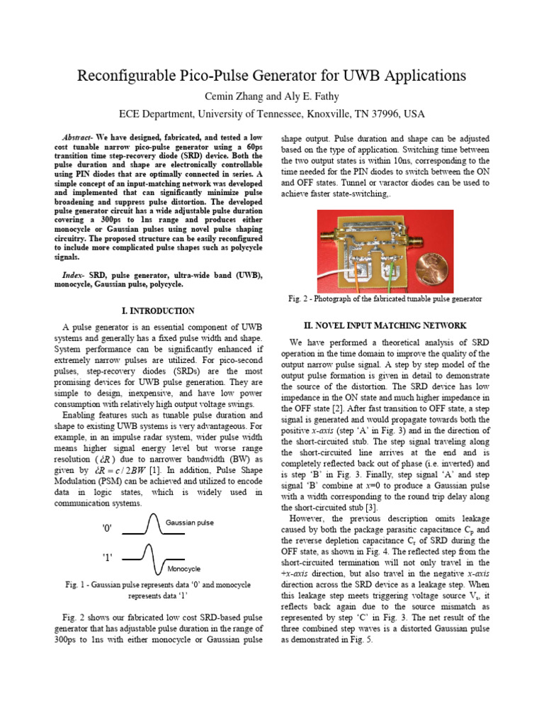 Reconfigurable Pico-Pulse Generator For UWB Applications | PDF | Electronic Circuits | Ultra ...