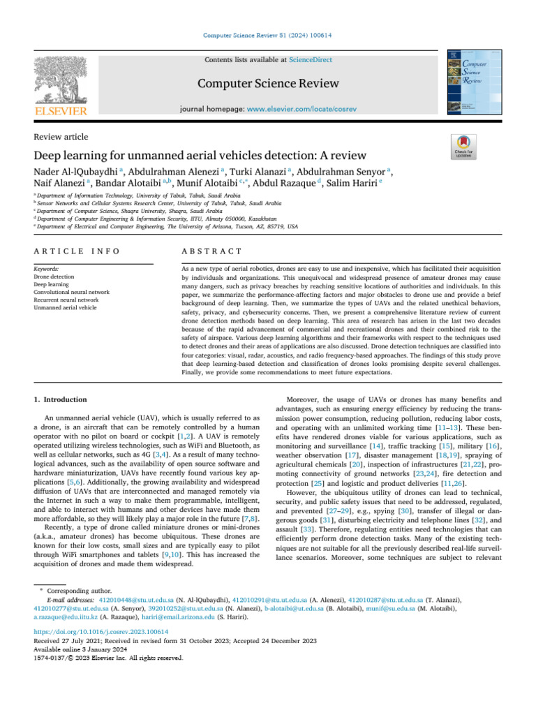 Deep Learning For Unmanned Aerial Vehicles Detection A Review Pdf