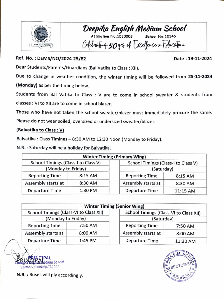 Notice For Students From Balvatika To Class XII | PDF