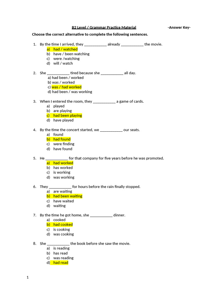 B2 Grammar Revision Exercises | PDF