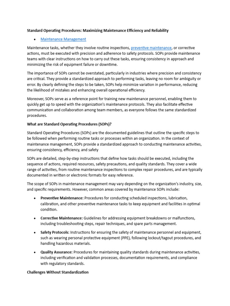 Efficiency and Reliability of Maintenance Management | PDF | Version Control | Reliability ...