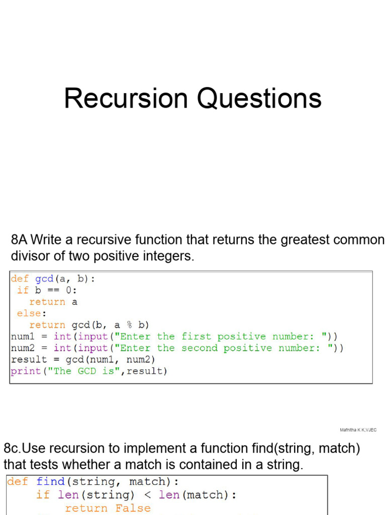 Recursion Questions | PDF Recursion Questions | PDF