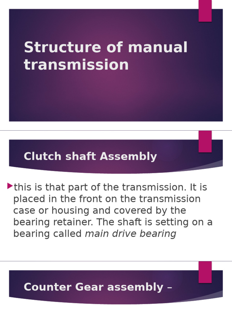 Structure of Manual Transmission | PDF | Manual Transmission | Machines