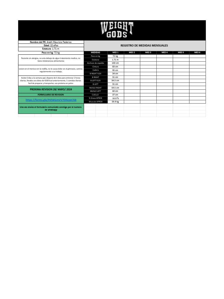 Programa de Entrenamiento Arath Mauricio | PDF