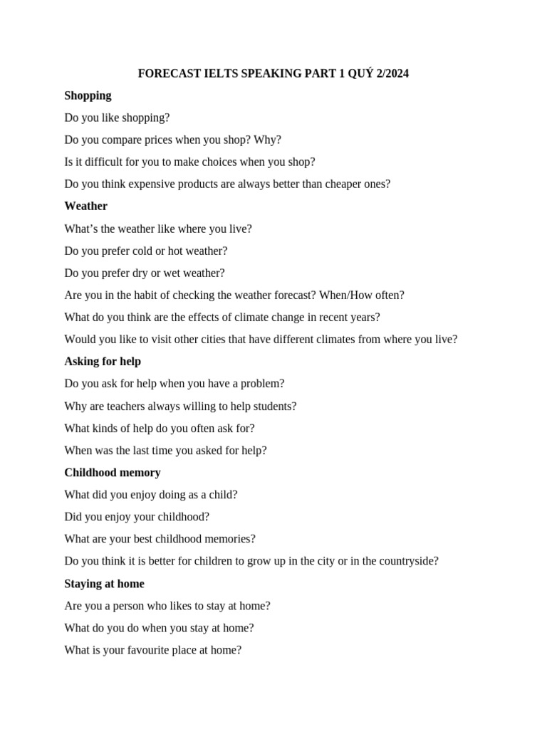 Forecast Ielts Speaking | PDF | Learning