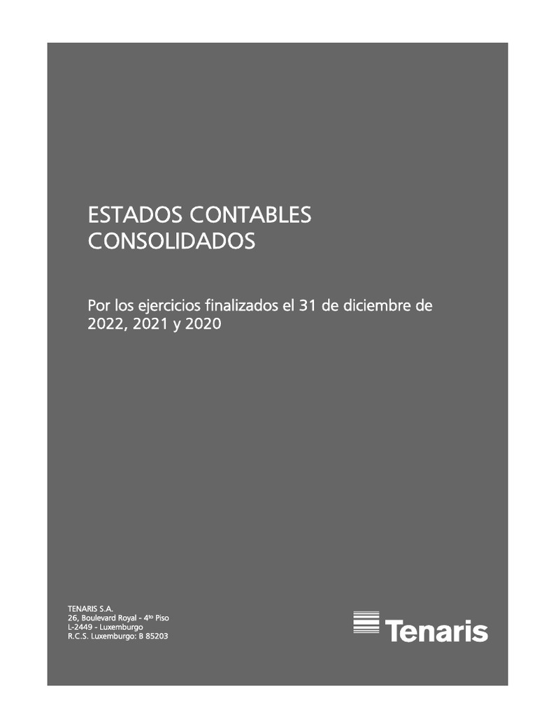 EECC - Tenaris - 2022-2021-2020 | PDF | Contabilidad | normas internacionales de INFORMACION ...