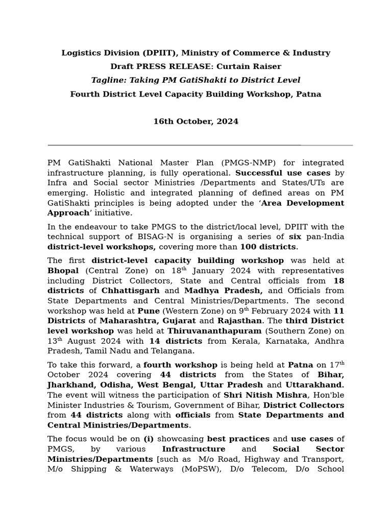 Curtain Raiser-Draft - Patna | PDF | Economies