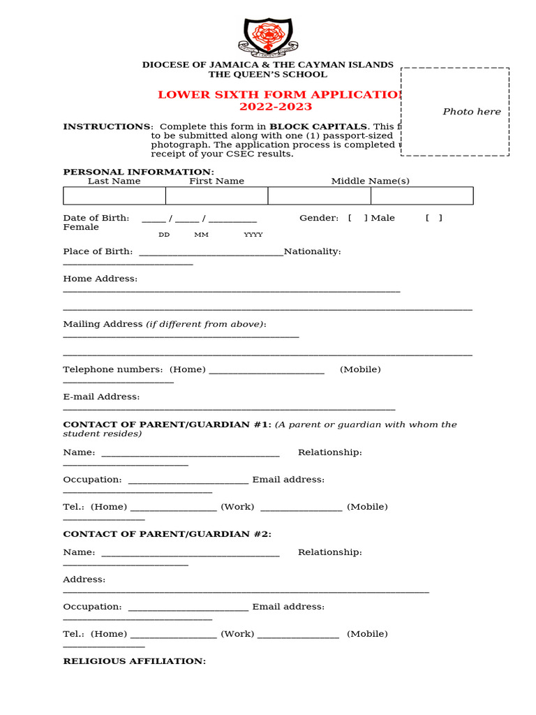 Lower Sixth Form 6B Application Form 2022 2023 | PDF | Mathematics