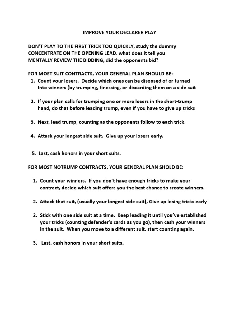 Improve Your Declarer Play | PDF | Ephemera | Tabletop Games