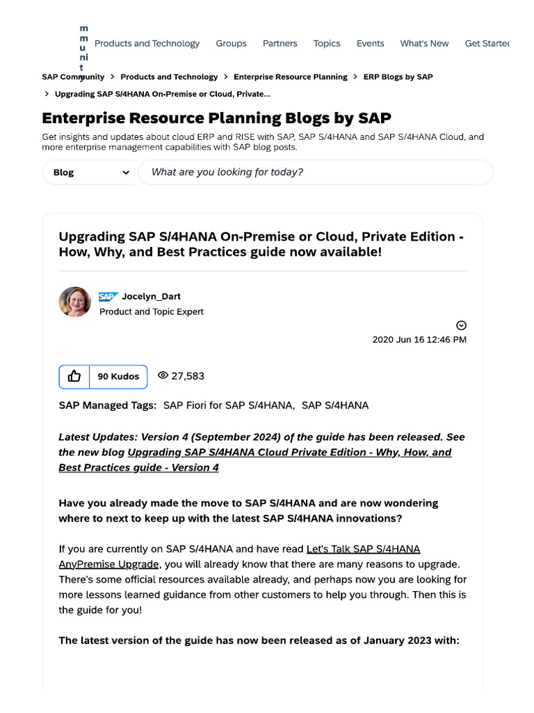 Upgrading SAP S4HANA On-Premise or Cloud, Private Edition - How, Why, and Best Practices Guide ...