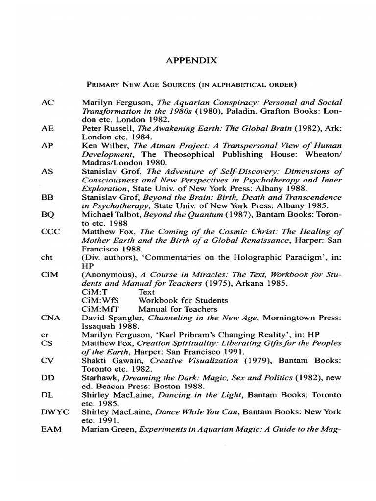 New Age Religion and Western Culture Esotericism I... - (Appendix Primary New Age Sources (In ...