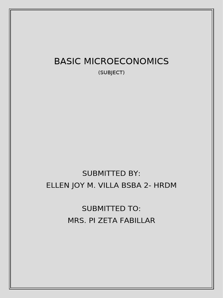Basic Microeconomics | PDF | Finance & Money Management