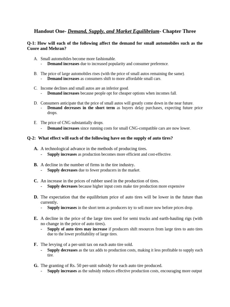1-Handout One-Demand, Supply, and Market Equilibrium-Chapter Three ... 1-Handout One-Demand, Supply, and Market Equilibrium-Chapter Three ...